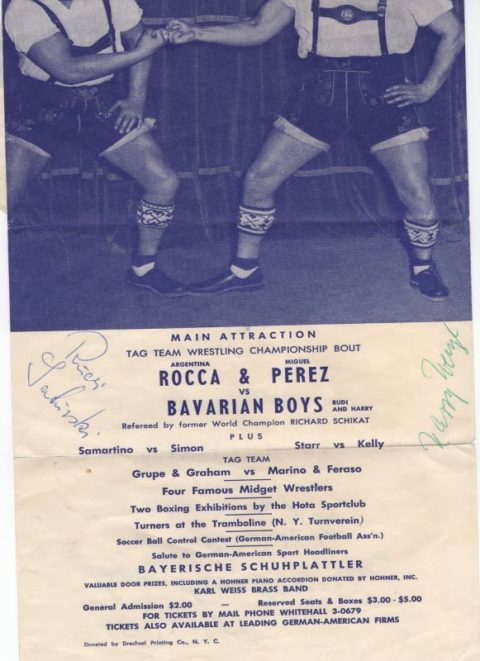 The BAVARIAN BOYS Signed 1960 poster St. Nicholas Arena NYC vs. ROCCA ...